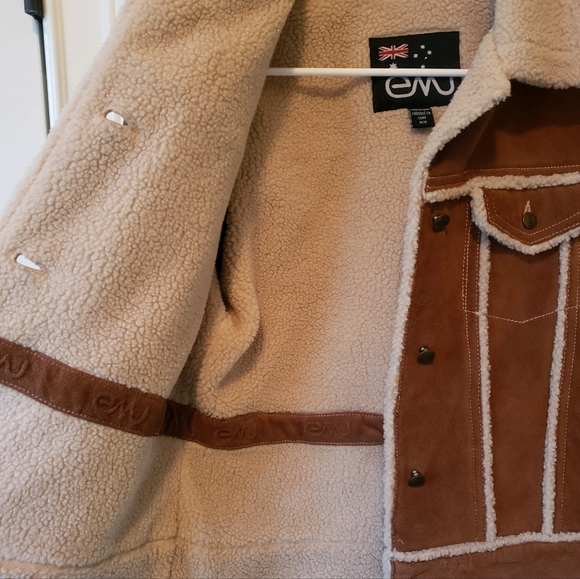 Emu | Jackets & Coats | Nwot Emu Genuine Suede Leather Sheepskin Fleece ...